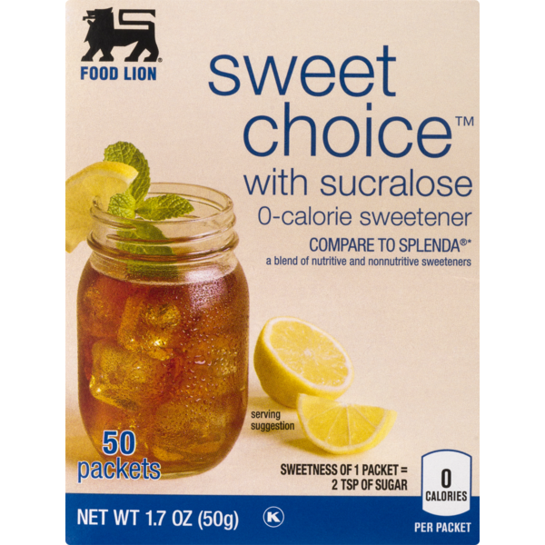 Food Lion Sweetener, Zero-Calorie, With Sucralose, Sweet Choice, Box (1 ...