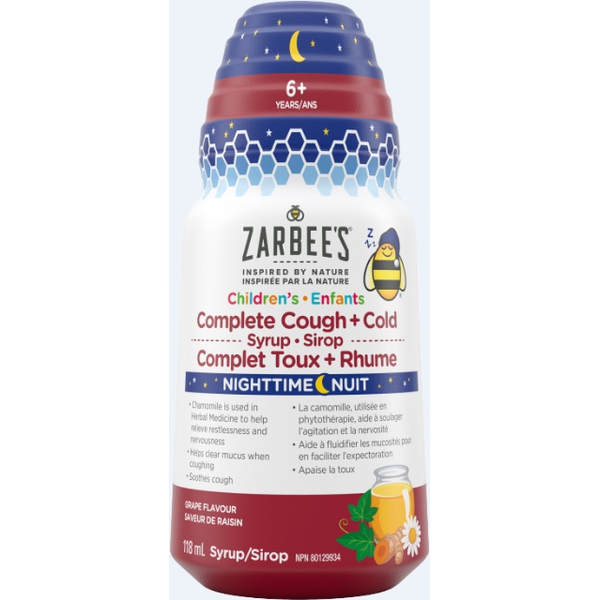Zarbee’s Children's Nighttime Complete Cough + Cold Syrup Same-Day ...