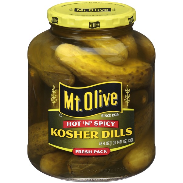 Mt. Olive Kosher Dills Hot 'n' Spicy Pickles (1.36 L) - Instacart