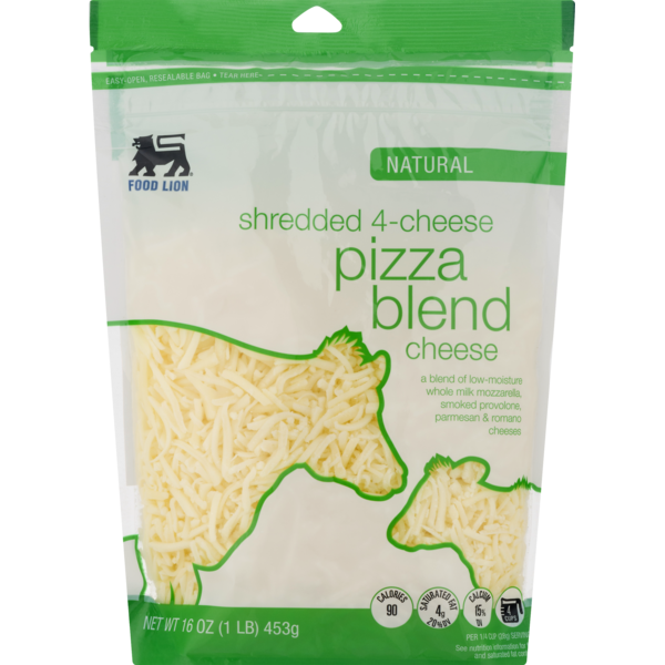Food Lion Cheese, Shredded 4, Natural, Pizza Blend, Bag (16 oz) - Instacart
