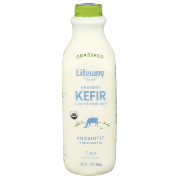 Lifeway Grassfed Organic Whole Milk Kefir, Plain, Unsweetened Same-Day ...