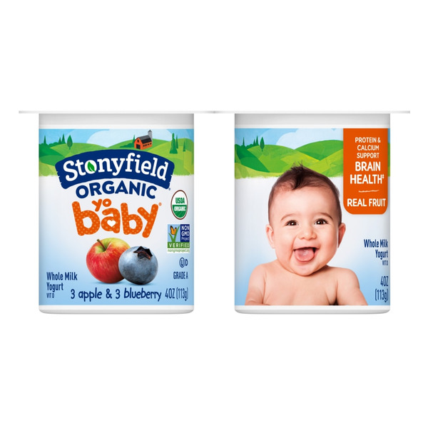 ShopRite Stonyfield Organic YoBaby Apple/Blueberry Whole Milk Yogurt ...