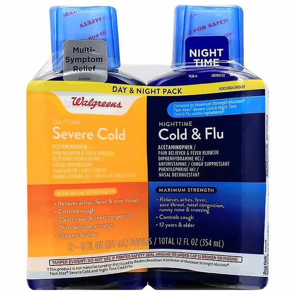 Walgreens Walgreens Mucus Relief & Nighttime Cold & Flu Liquid Medicine ...