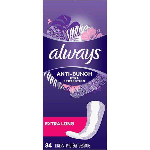 Always Liners, Xtra Protection, Extra Long, Anti-Bunch Same-Day ...