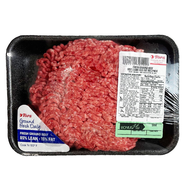 Tops Markets Beef 85% Lean/15% Fat Ground Round Same-Day Delivery or ...