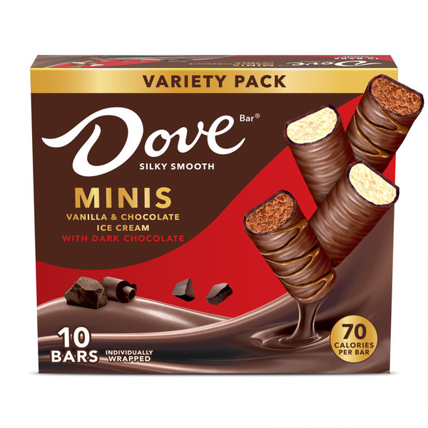 Dove Ice Cream Vanilla & Chocolate Mini Dark Chocolate Ice Cream Bars ...