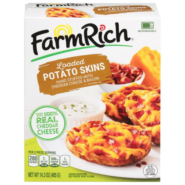 Farm Rich Loaded Potato Skins Stuffed with Cheddar Cheese and Bacon ...