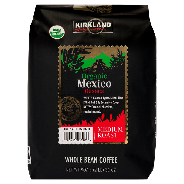 Kirkland Signature Organic Mexico Oaxaca Medium Roast Whole Bean Coffe Same-Day Delivery | Costco