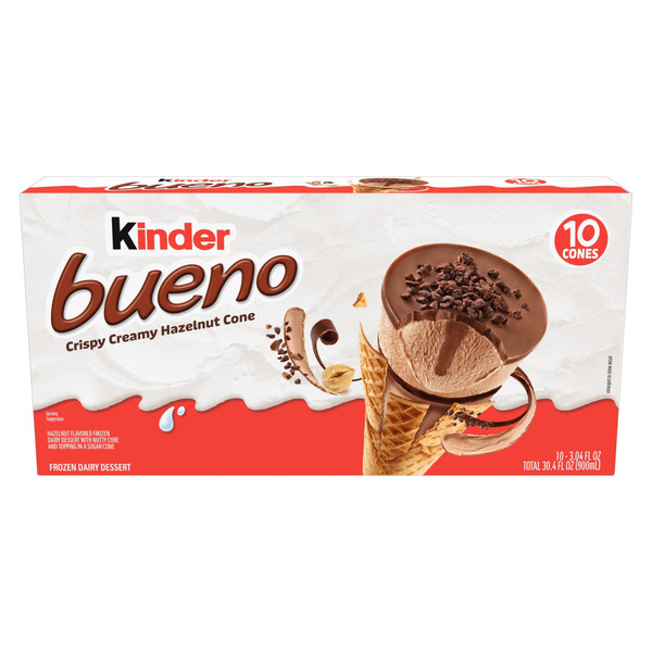 Kinder Bueno Hazelnut Cone Frozen Dessert, 10 count Same-Day Delivery ...