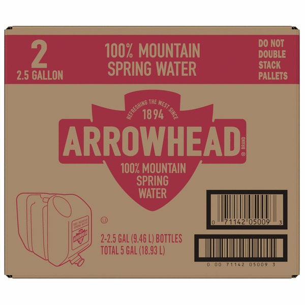 ARROWHEAD Brand Mountain Spring Water, 2.5-gallon plastic jugs (Pack of ...