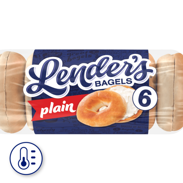 Lender's Original, 6 ct, Plain, Bagels, Refrigerated Bagels, 17.1 oz ...