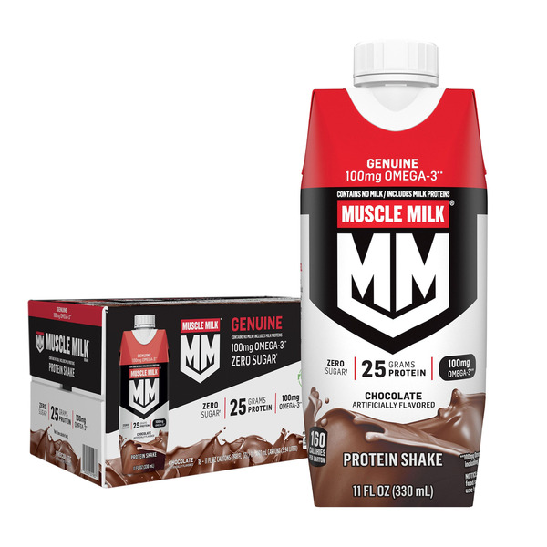 Muscle Milk Genuine Protein Shake Chocolate, 11 fl oz, 18-pack Same-Day ...