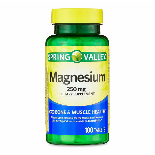 Walmart Spring Valley Magnesium Dietary Supplement, 250 mg, 100 count ...
