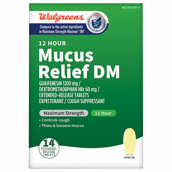 Walgreens Walgreens Maximum Strength 12 Hour Mucus Relief Dm Extended ...