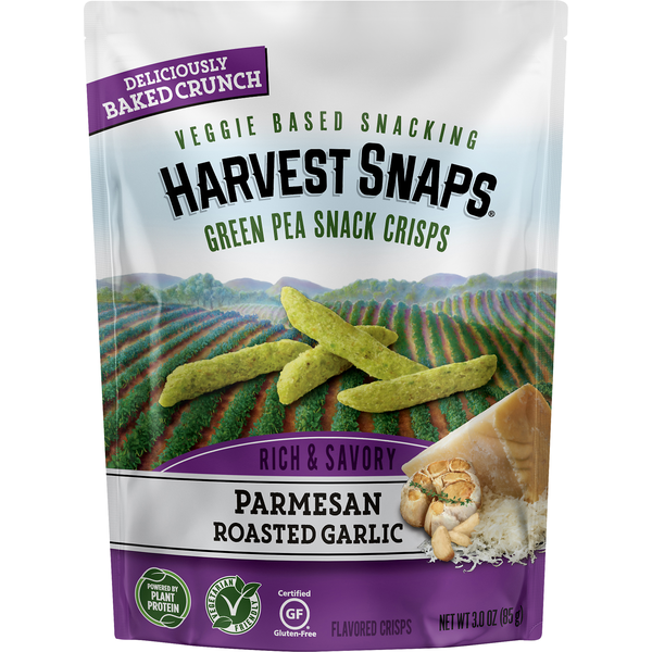 Harvest Snaps Green Pea Snack Crisps, Parmesan Roasted Garlic, Rich ...