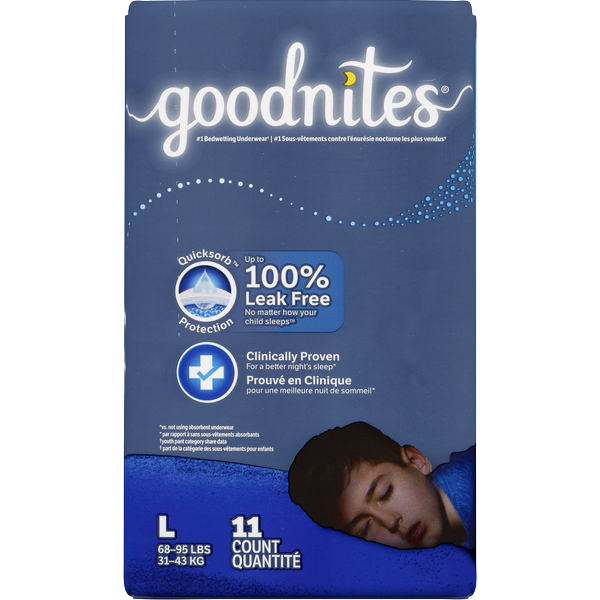 Goodnites Boys' Nighttime Bedwetting Underwear, Size Large (68-95 lbs ...