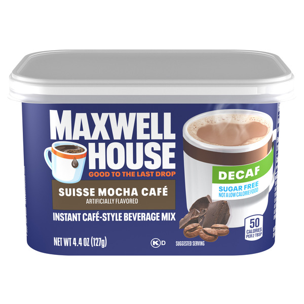 Maxwell House Sugar-Free Suisse Mocha Cafe Decaf Instant Cafe-Style Beverage Mix Same-Day ...
