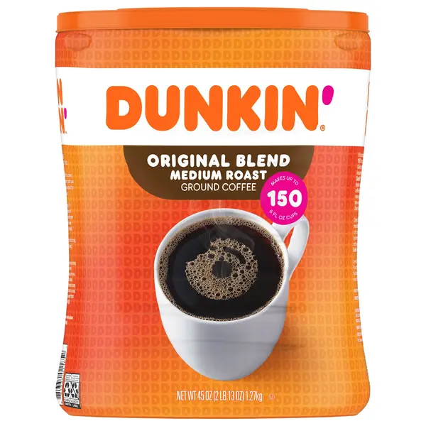 Dunkin' Original Blend, Medium Roast Ground Coffee, 45-Ounce Canister ...