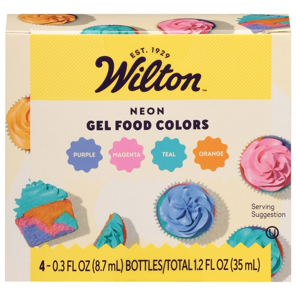 Wilton Neon Food Coloring Gel Icing Color Set, 4-Count Same-Day ...