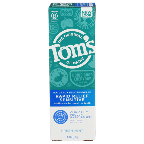 Tom's of Maine Fluoride-Free Sensitive Toothpaste, Fresh Mint Same-Day ...