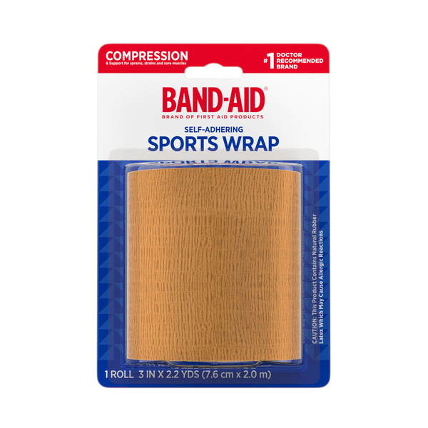 BAND-AID First Aid Self-Adhering Sports Wrap, 3 in x 2.2 yd Same-Day ...
