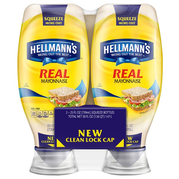 Hellmann's Squeeze Real Mayonnaise, Twin Pack (25 oz) - Instacart