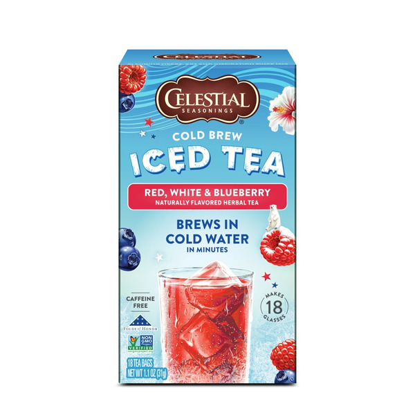 Kroger Celestial Seasonings Iced Tea, Red, White & Blueberry, Cold Brew ...