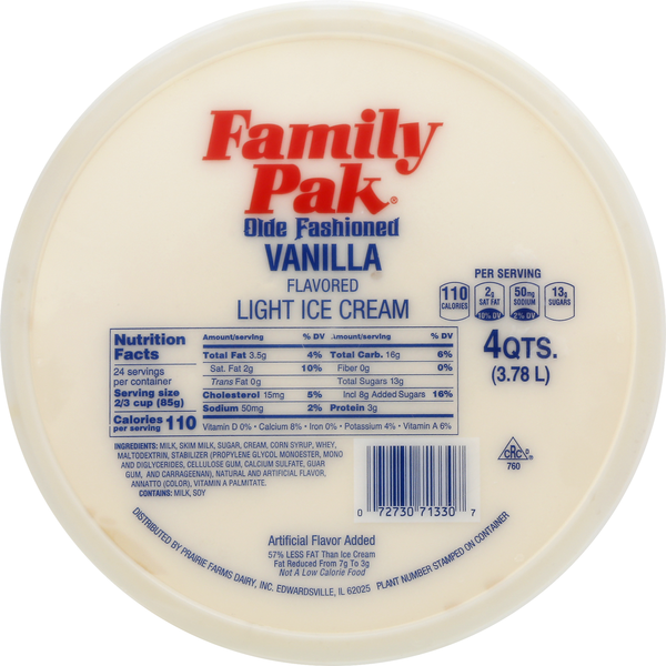 Family Pak Light Ice Cream, Vanilla, Olde Fashioned (4 qt) - Instacart