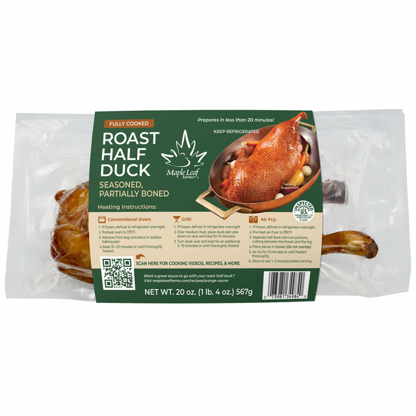 Maple Leaf Farms Seasoned Partially Boned Roasted Half Duck Same-Day ...