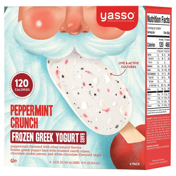 Yasso Frozen Greek Yogurt, Peppermint Crunch Bars, 4 Count (4 each ...