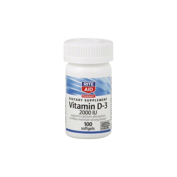 Rite Aid Vitamin D-3 50 Mcg (2000 Iu) Essential For Calcium Absorption ...