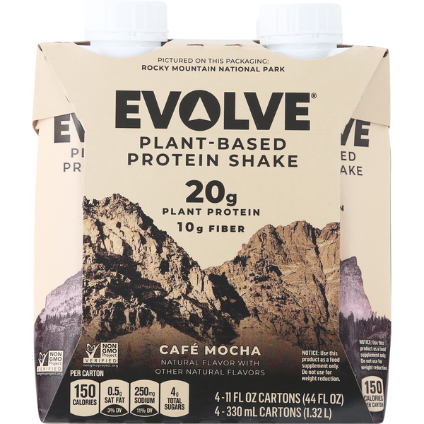 EVOLVE Protein Shake, Plant-Based, Cafe Mocha, 4 Pack Same-Day Delivery ...