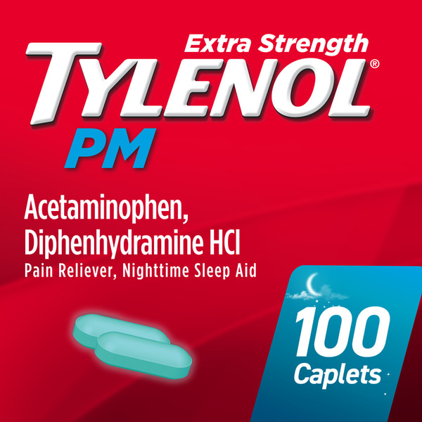 TYLENOL Extra Strength Pain Reliever & Sleep Aid Caplets, 100 ct Same ...
