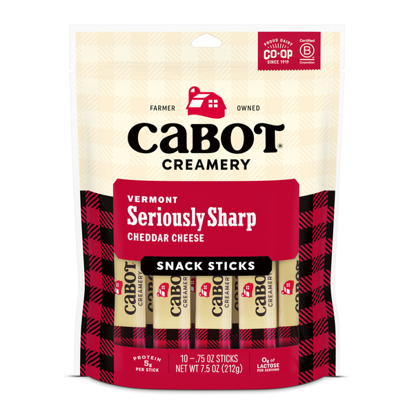 ShopRite Cabot Seriously Sharp Cheddar Cheese Snack Sticks (10) .75 oz ...