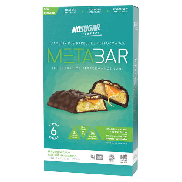 No Sugar Company MetaBar Chocolate Caramel & Peanut Flavour Performance ...