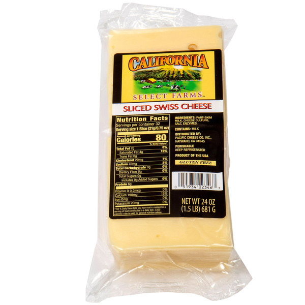 California Select Farm Sliced Swiss Cheese Same-Day Delivery | Costco ...