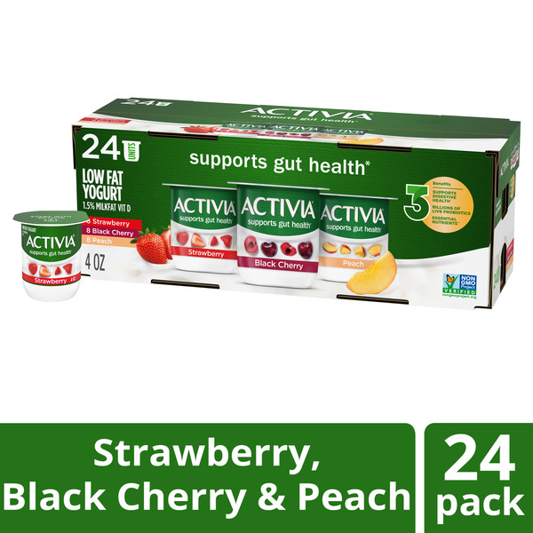 Sam's Club Activia Strawberry, Black Cherry & Peach Probiotic Lowfat ...