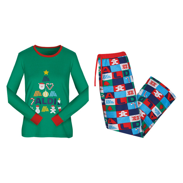 ALDI Ladies Holiday Pajama Medium Green Same Day Delivery or Pickup ALDI