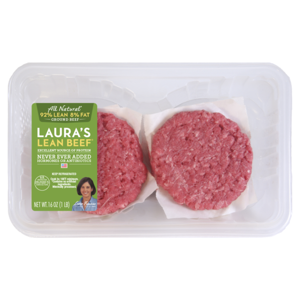 ShopRite Laura's Lean Beef 92% Lean 8% Fat Ground Beef Patties Same-Day ...