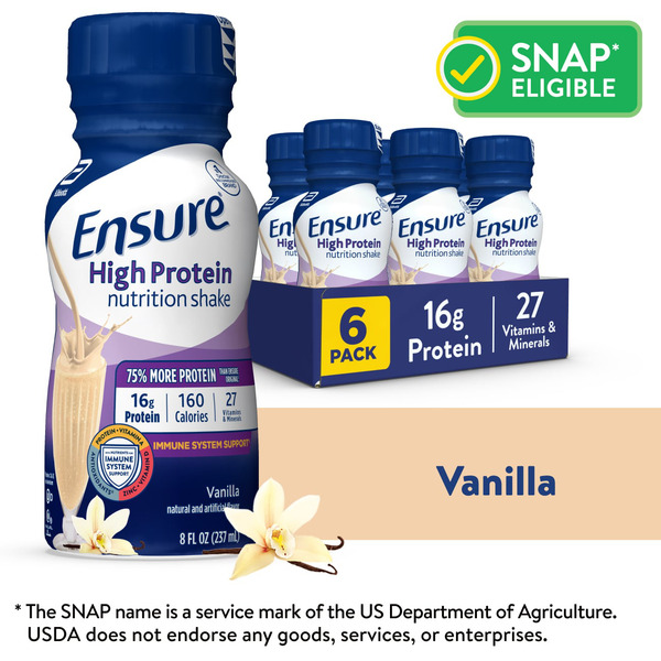 Ensure High Protein Nutrition Shake Vanilla Ready-to-Drink Bottles Same ...