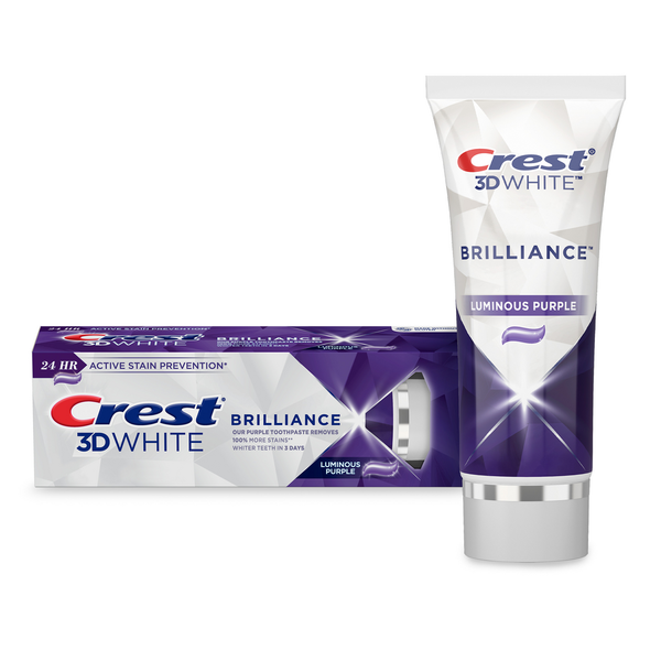 Crest 3D White Brilliance Teeth Whitening Purple Toothpaste, Luminous ...
