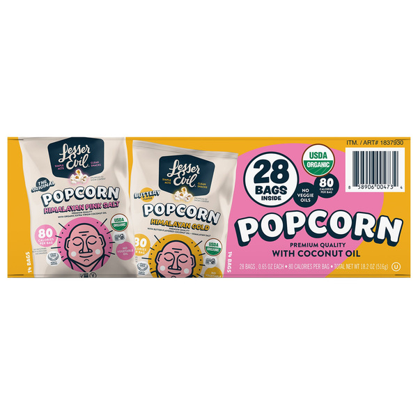 Costco LesserEvil Organic Popcorn, Multipack Variety Box Same-Day ...