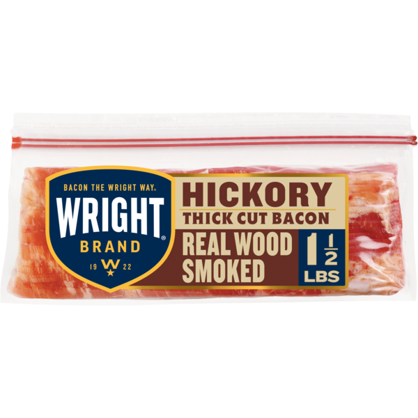 Wright Brand Hickory Real Wood Smoked Thick Cut Bacon, 24 oz Stack Pack ...
