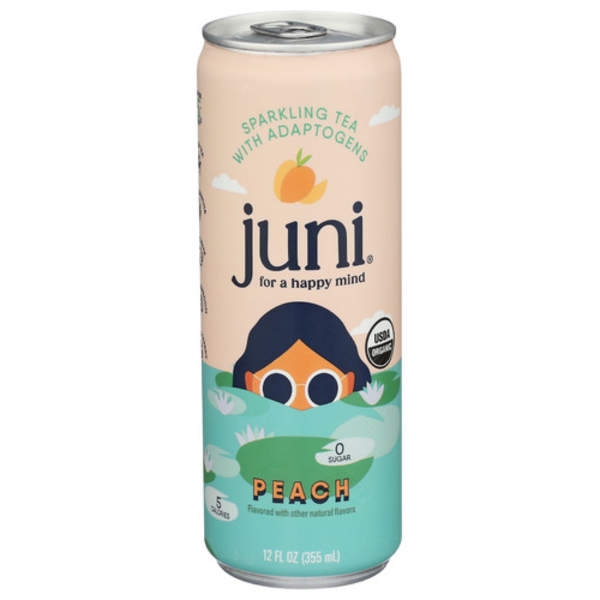 Sprouts Farmers Market Juni Sparkling Peach Tea. Adaptogens, Organic ...