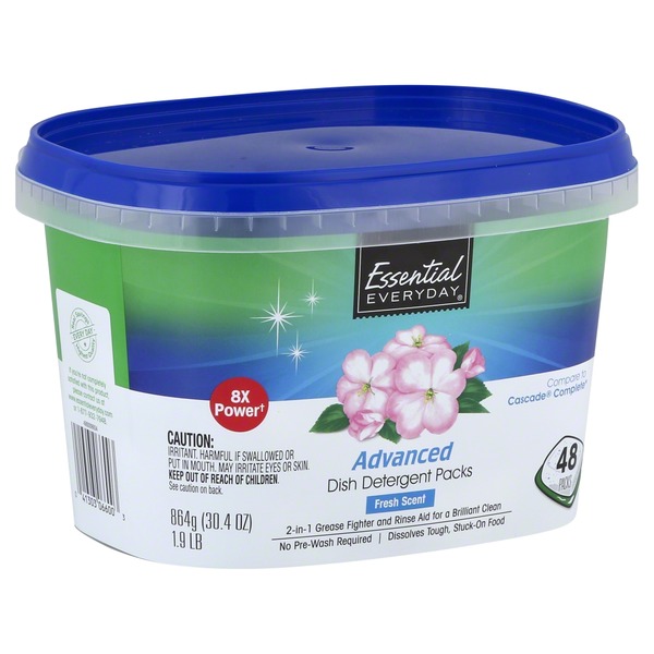 Essential Everyday Dish Detergent Packs, Advanced, Fresh Scent (48 each ...