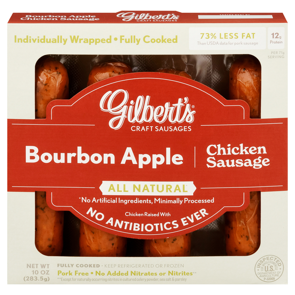 Gilbert's Craft Sausages Chicken Sausage, Bourbon Apple Same-Day ...