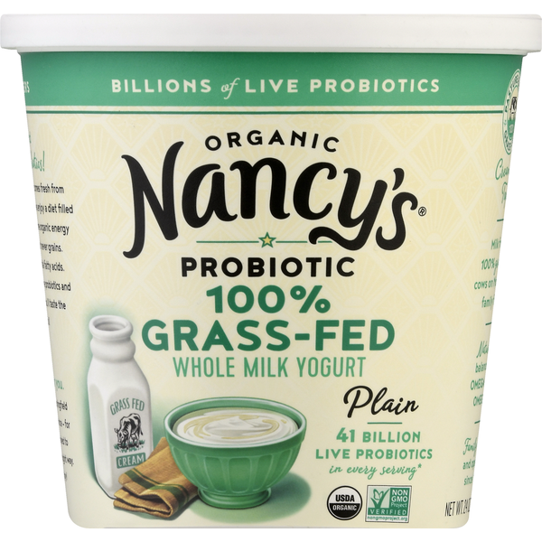 Nancy's Yogurt, Organic, Plain, Whole Milk, 100% Grass-Fed Same-Day ...