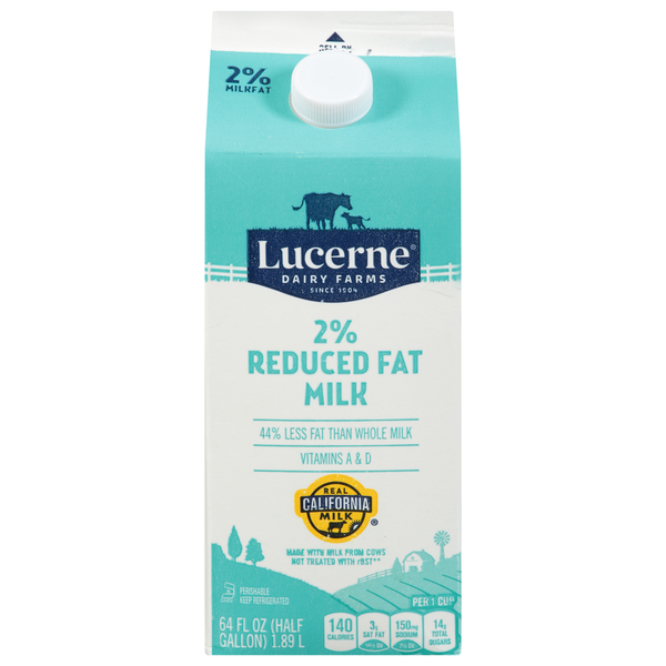 Vons Lucerne Milk, Reduced Fat, 2% Milkfat Same-Day Delivery or Pickup ...