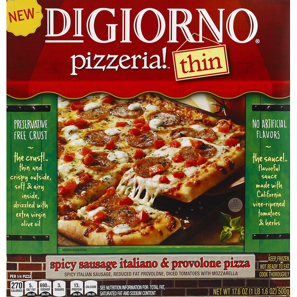 DiGiorno Pizza, Thin, Spicy Sausage Italiano & Provolone (17.6 oz ...
