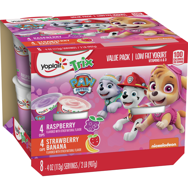 Yoplait Kids Yogurt, Trix Raspberry & Strawberry Banana Variety Pack (8 ...
